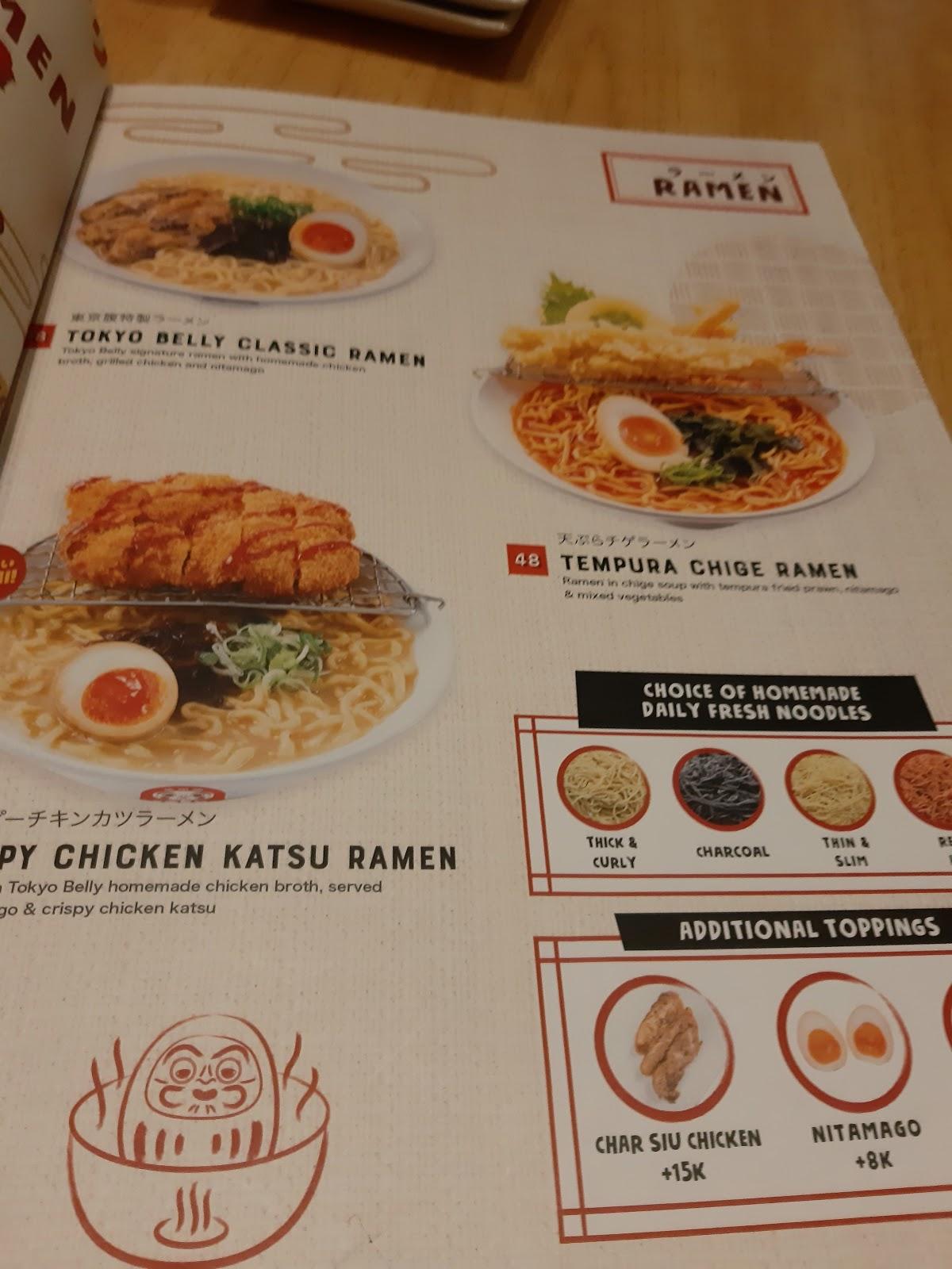 Menu at Tokyo Belly Citra Xperience restaurant, Central Jakarta
