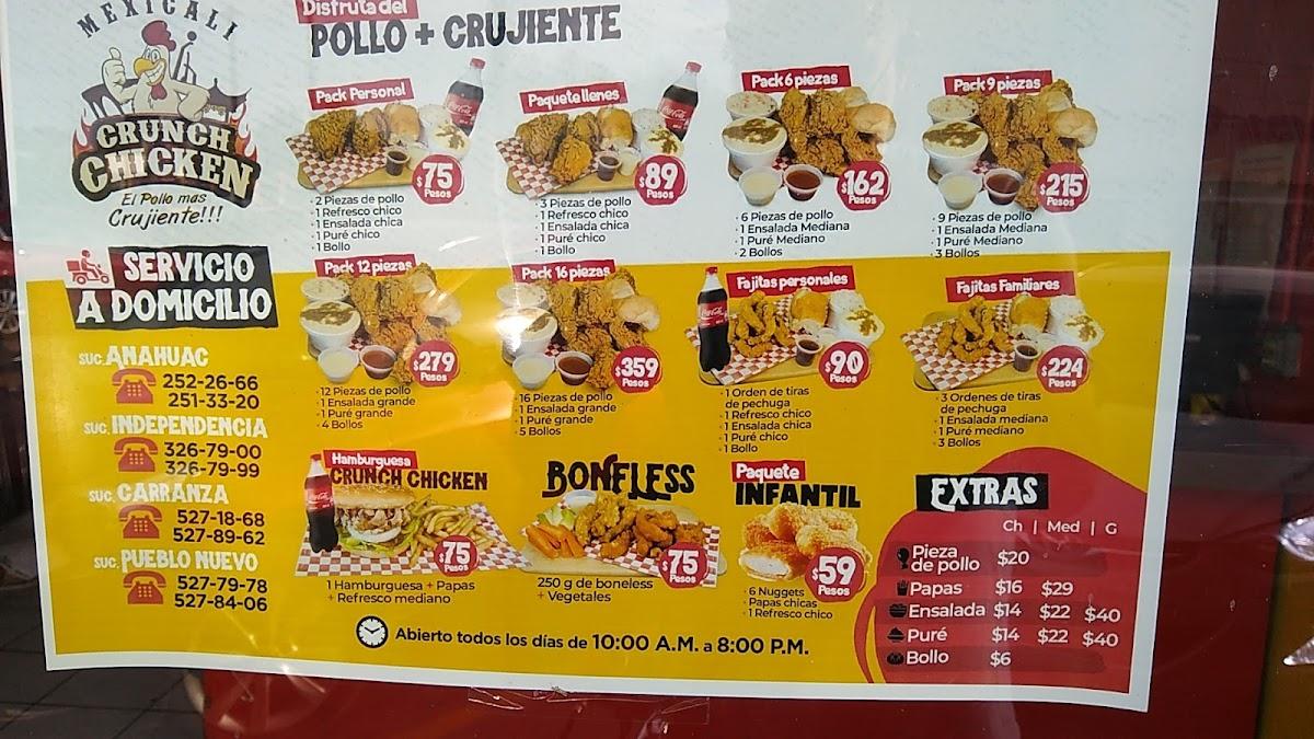 Carta del restaurante CRUNCH CHICKEN, Mexicali, Calz Anáhuac 496 Int. 1 ...