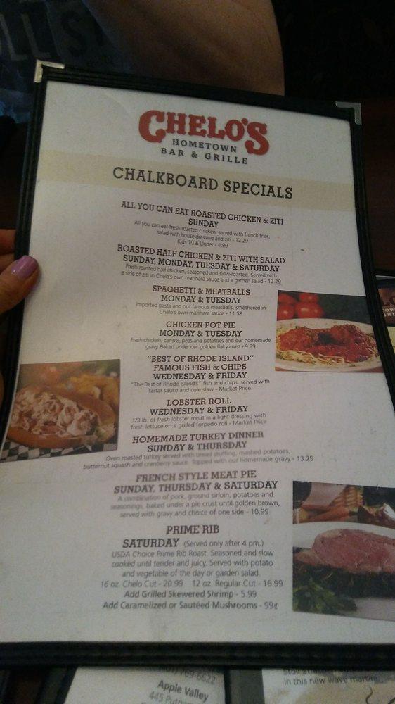 Menu at Chelo's Hometown Bar & Grille, Smithfield, 445 Putnam Pike