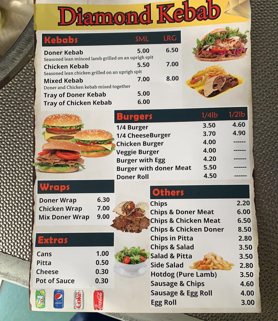 Menu at Kebab van restaurant, Cranfield