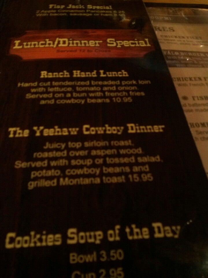 Menu at Old Town Cafe, West Yellowstone