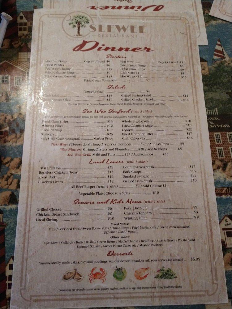Menu at Seewee Restaurant, Awendaw, 4808 N Hwy 17