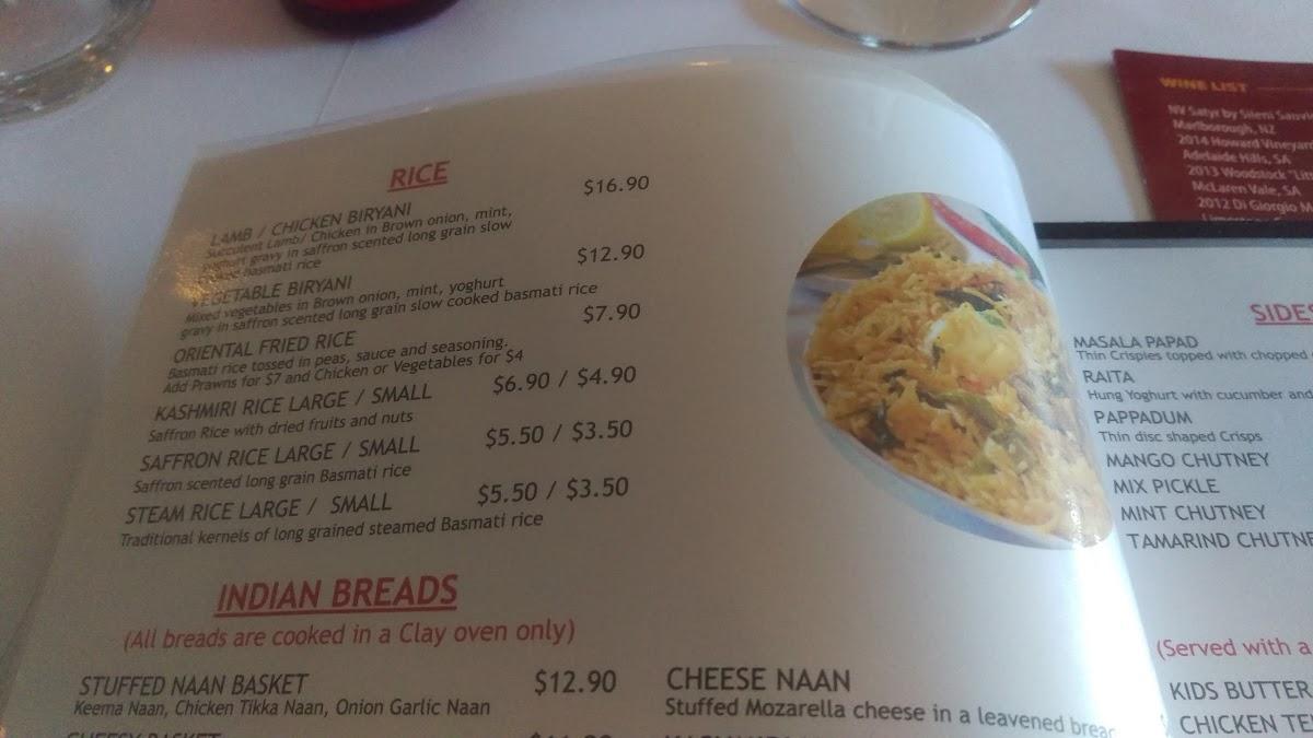 Menu at Spice N Ice restaurant, Port Adelaide
