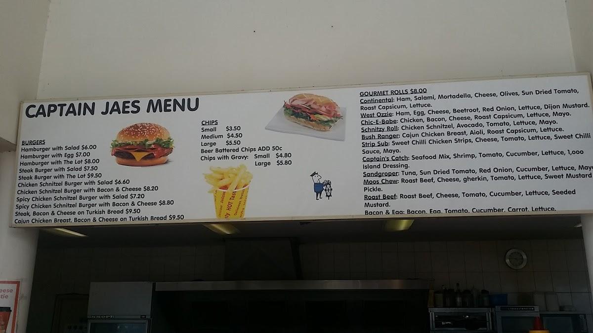Menu at Captain Jae's fast food, Naval Base