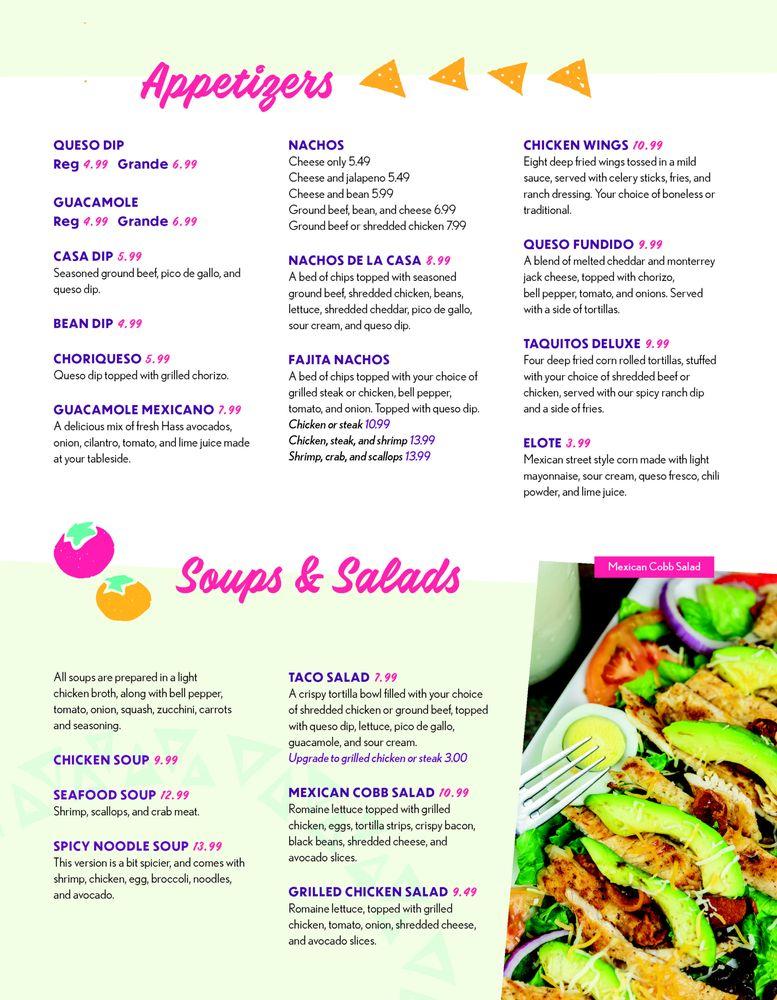 Menu at Casa Grande restaurant, Poplar Bluff, N Westwood Blvd