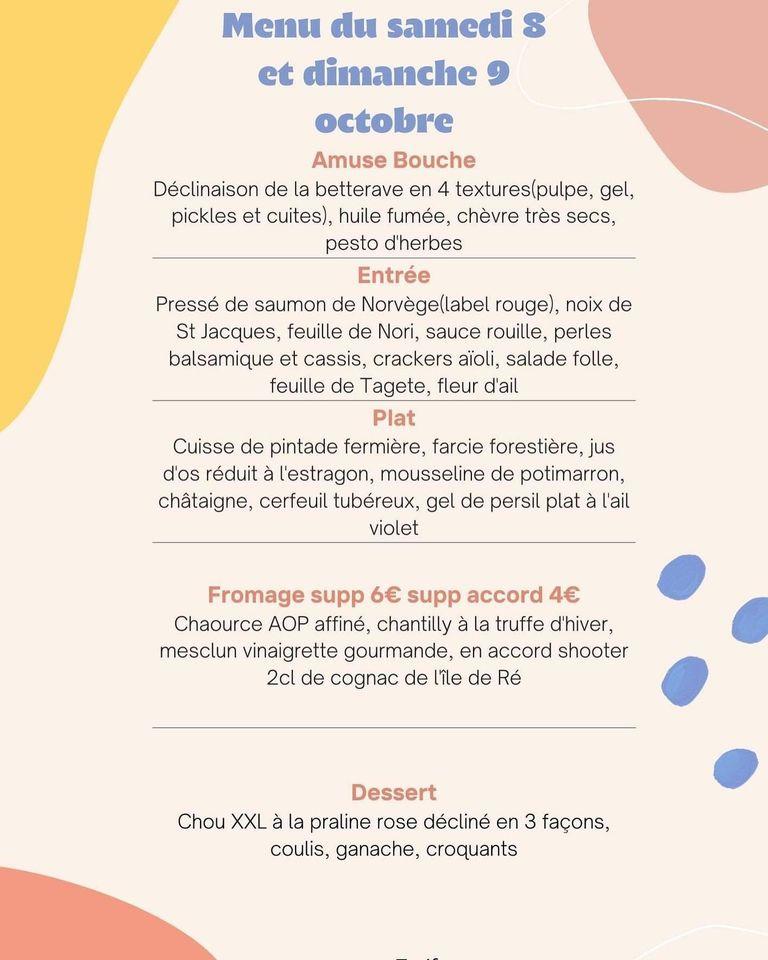 Menu au LE CONCEPT restaurant, Cigogné