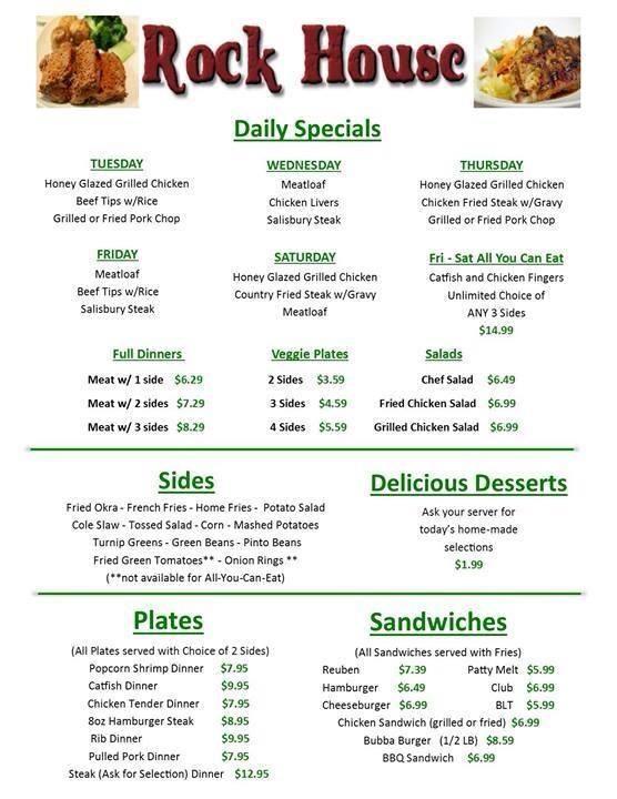 Menu at The Cabin Cafe & Catering, Hokes Bluff