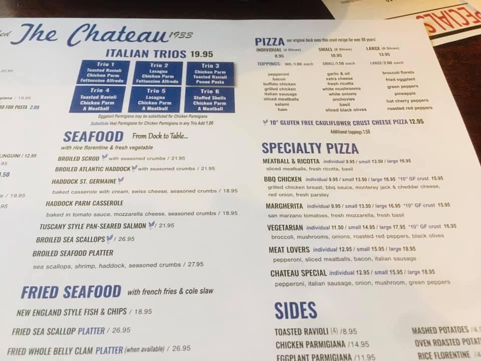 Menu at The Chateau Restaurant Franklin, Franklin