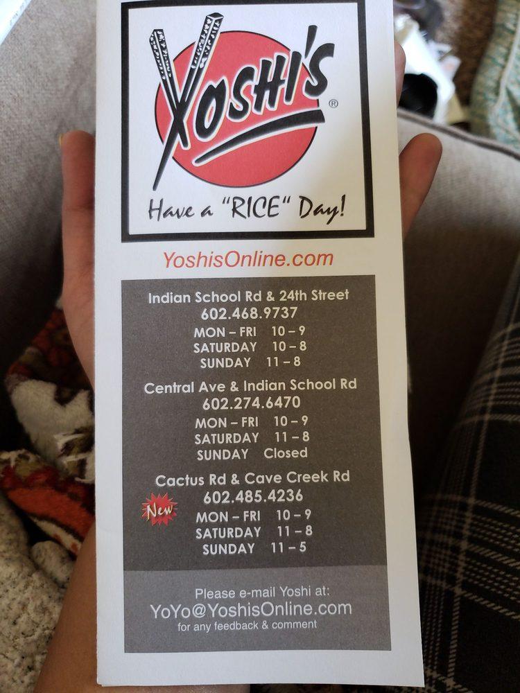 Menu at Yoshi's Fresh Asian Grill fast food, Phoenix, N Cave Creek Rd
