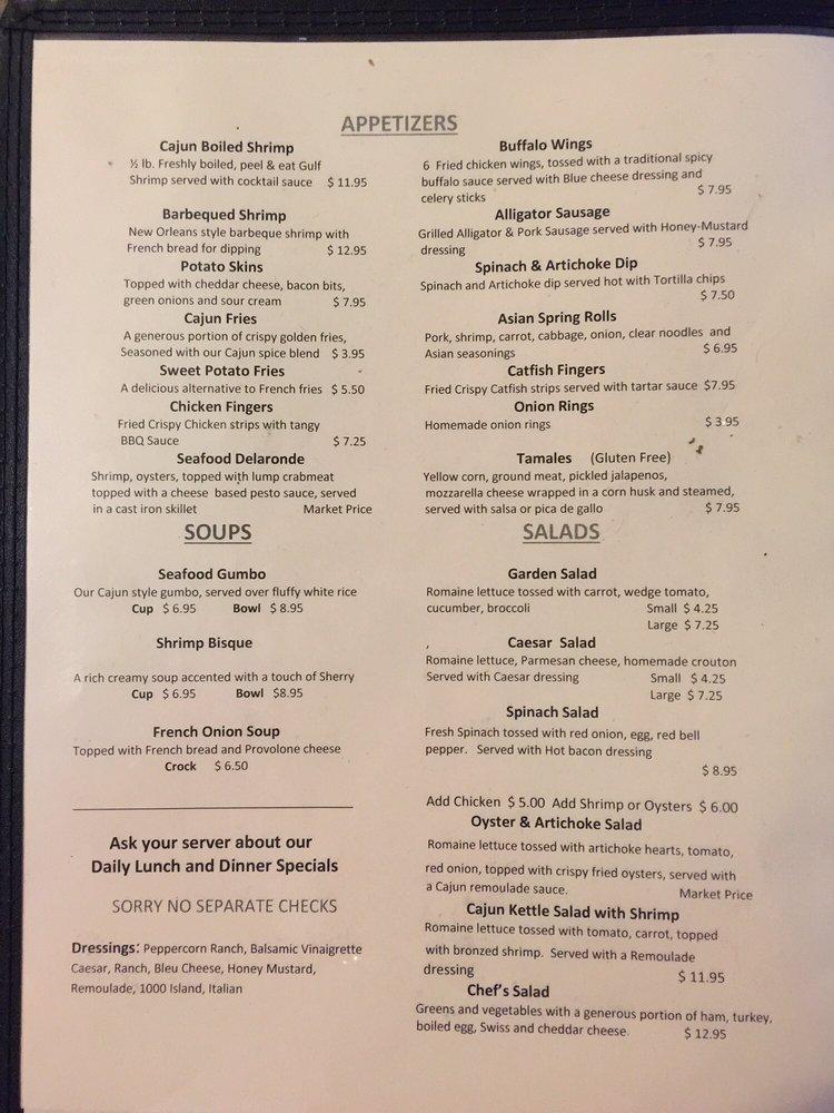 Menu at Dry Dock Café pub & bar, New Orleans