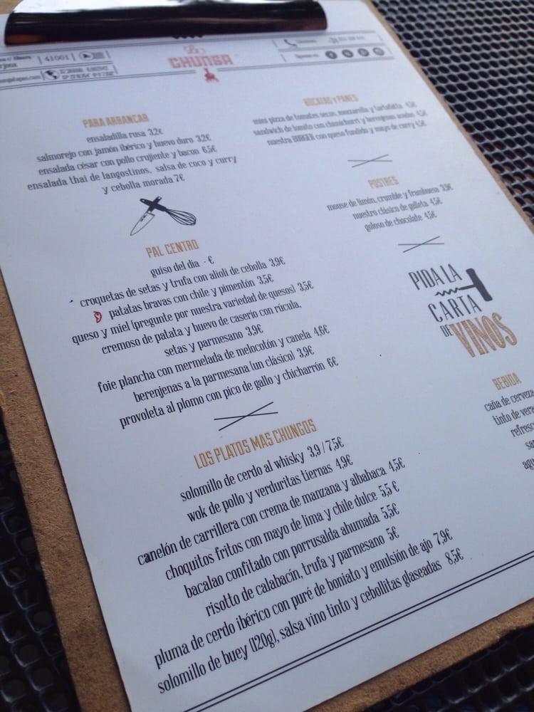 Menu at La Chunga Tapas pub & bar, Seville