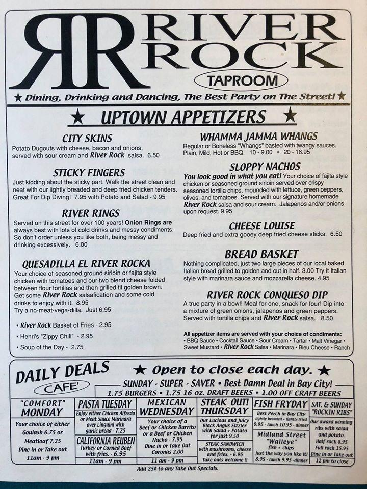 Menu at The New River Rock pub & bar, Bay City