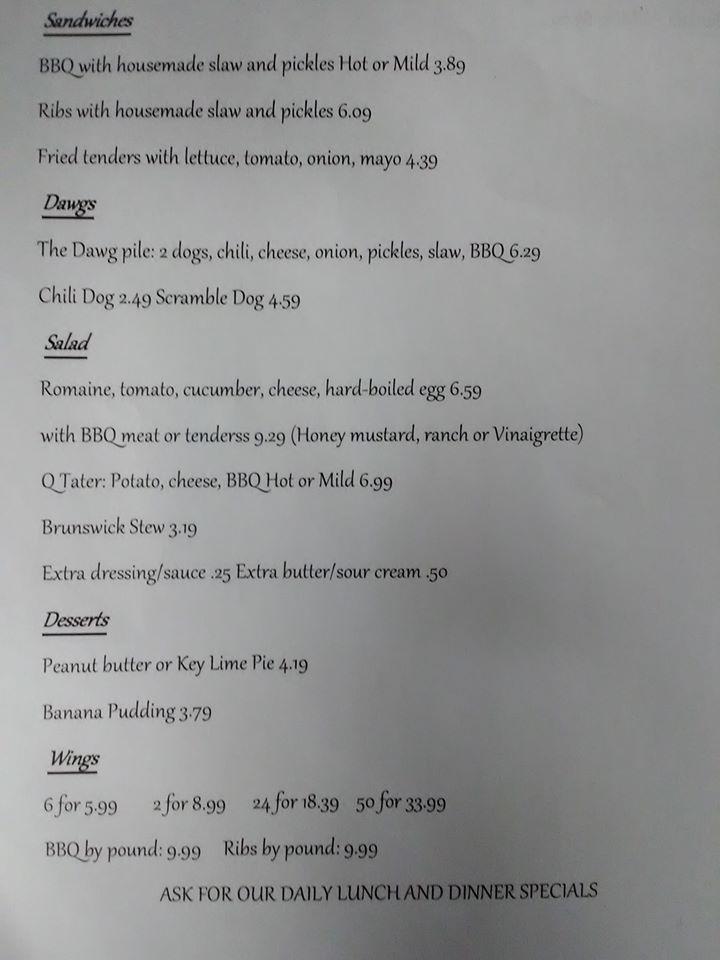 Menu at The American Dream restaurant, Smiths Station