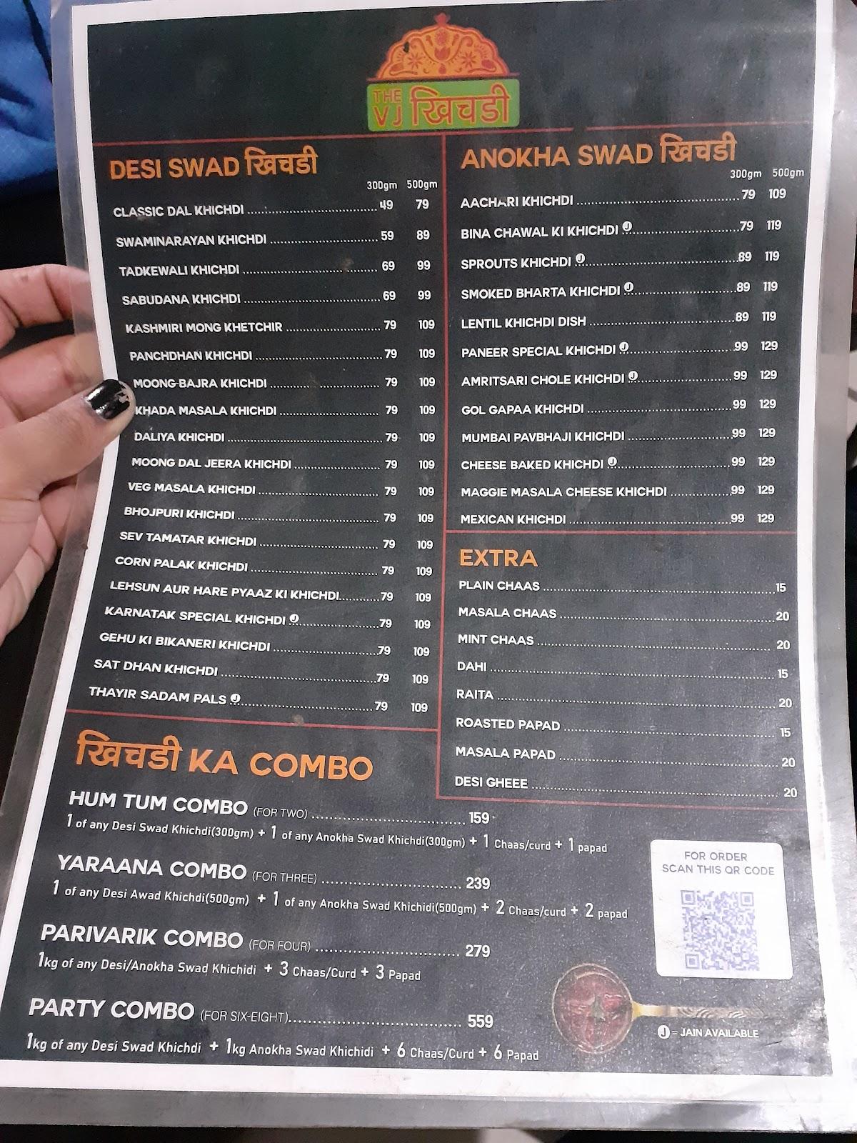 Menu at The VJ Cafe & Khichdi, Vadodara