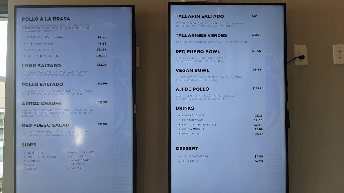 Menu at Red Fuego restaurant, Lehi