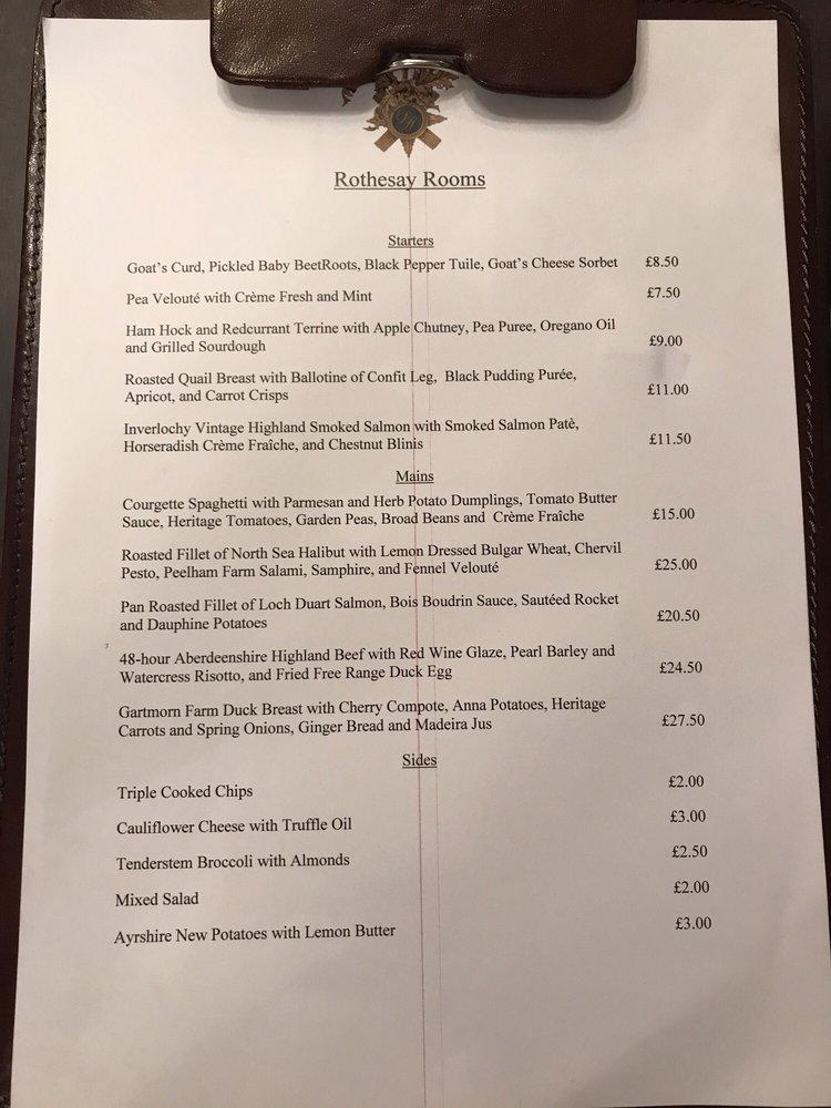 Menu at Rothesay Rooms cafe, Ballater