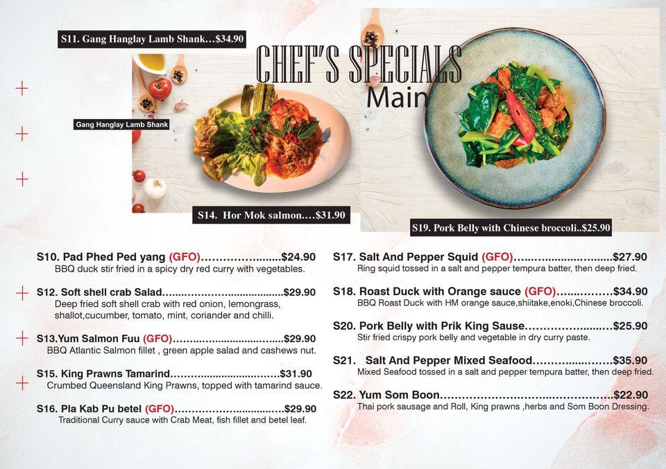 Menu at Thai Som Boon restaurant, Moss Vale