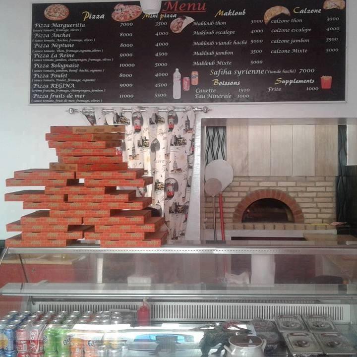 Menu at Vera Pizza restaurant, Hergla