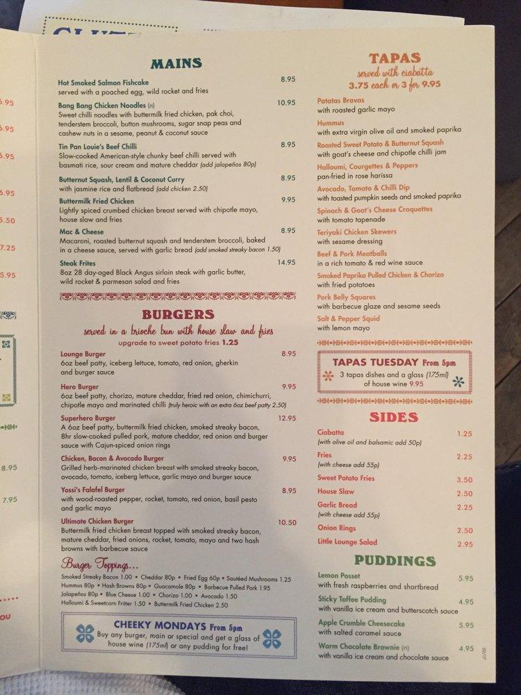 Menu at Desco Lounge pub & bar, Shirley