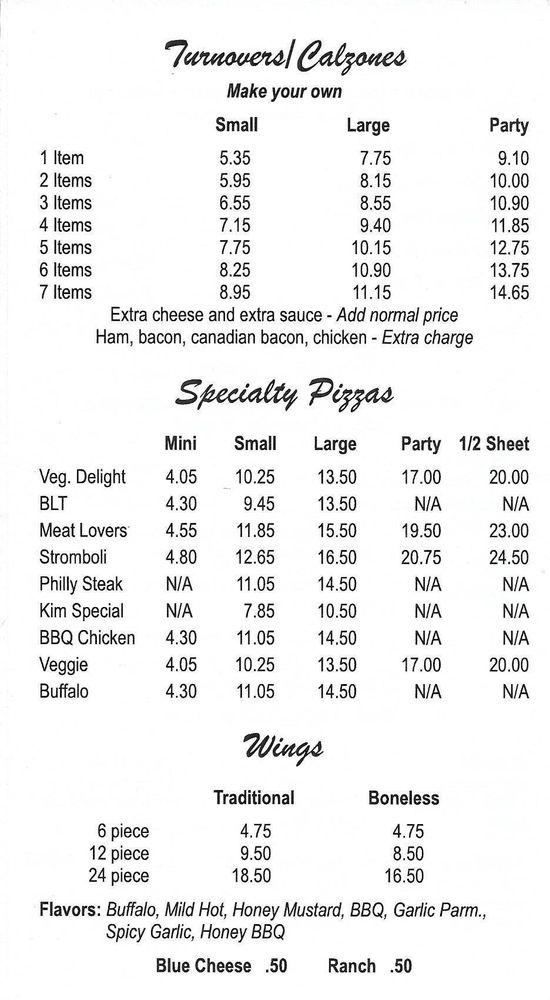 Menu at Jay's Pizza pizzeria, Massillon
