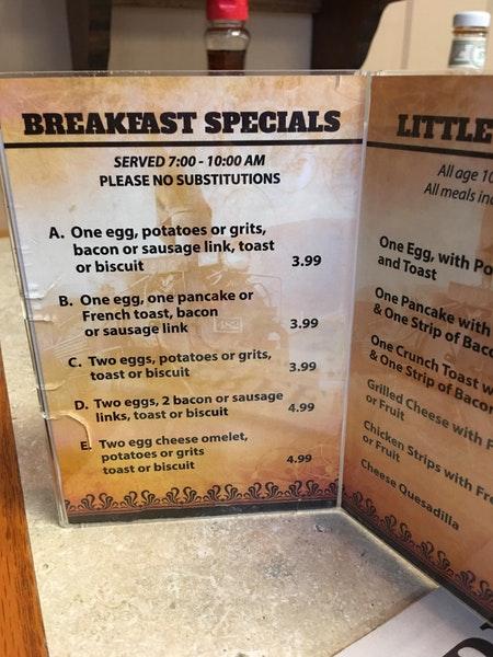 Menu at Breakfast Station restaurant, Zephyrhills, Gall Blvd