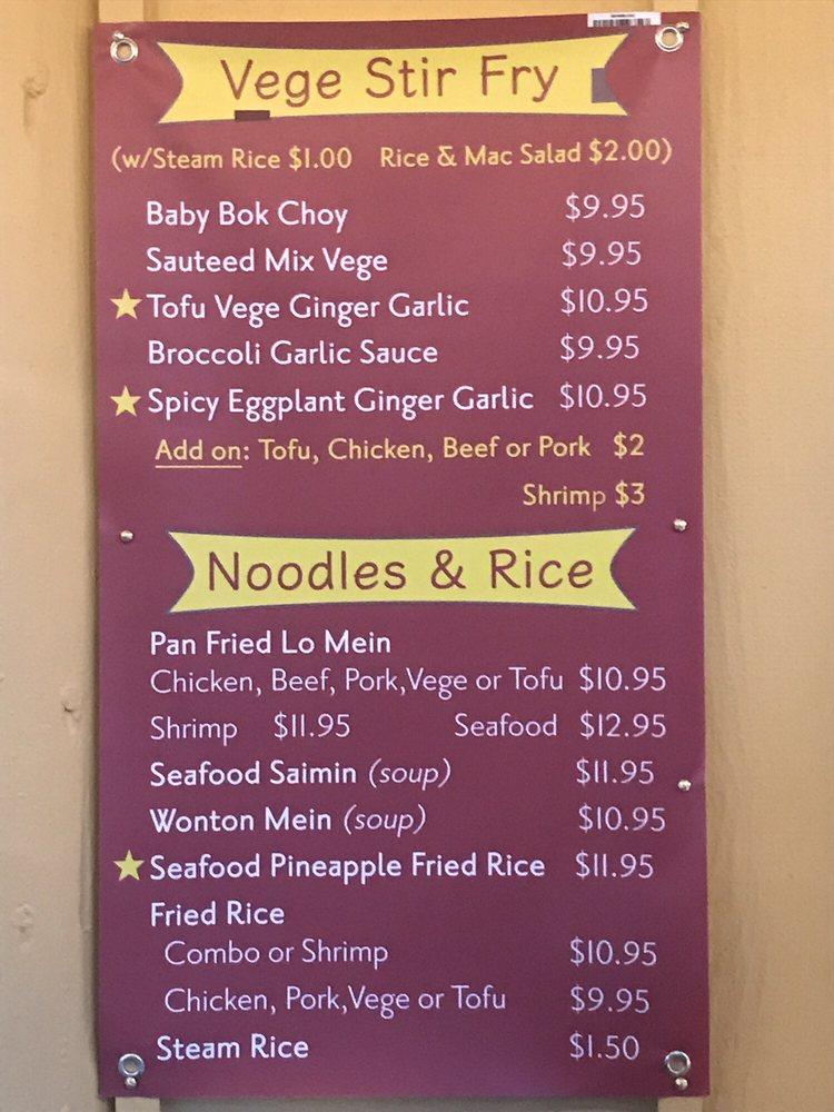 Menu at Coconut Thai & Chinese Cuisine restaurant, Kapaa