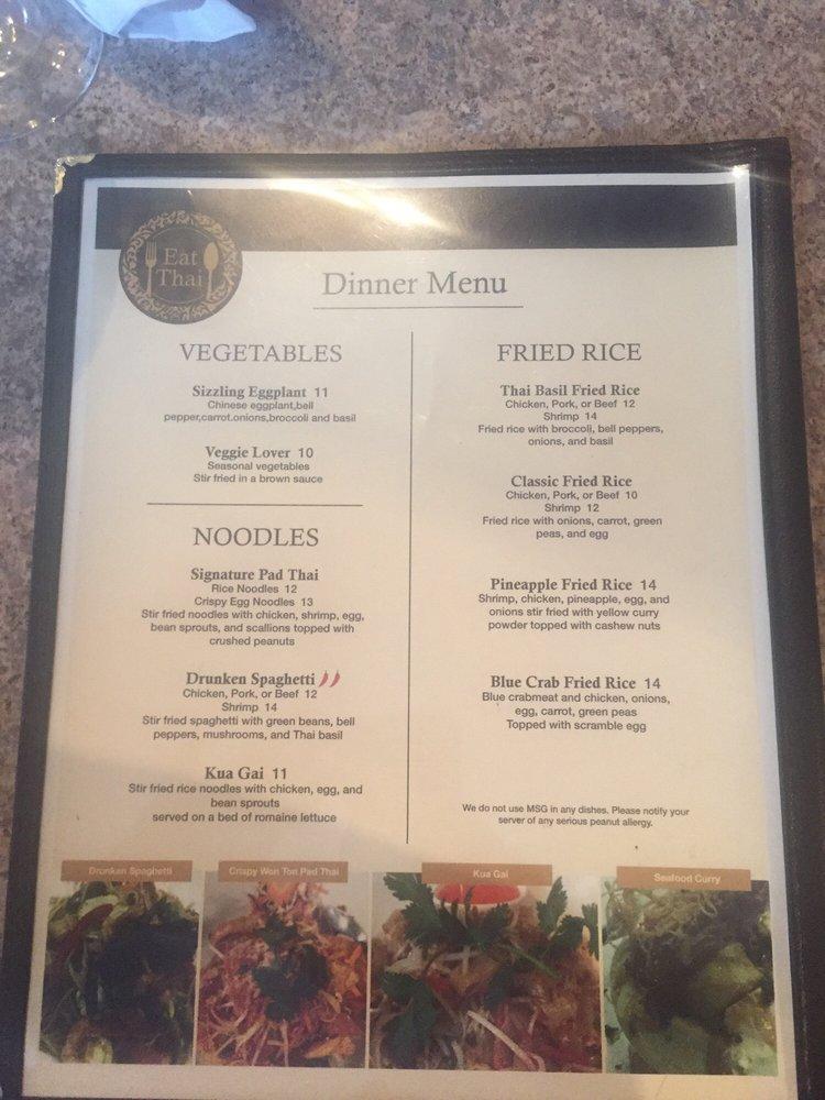 Menu at Eat Thai restaurant, Newnan
