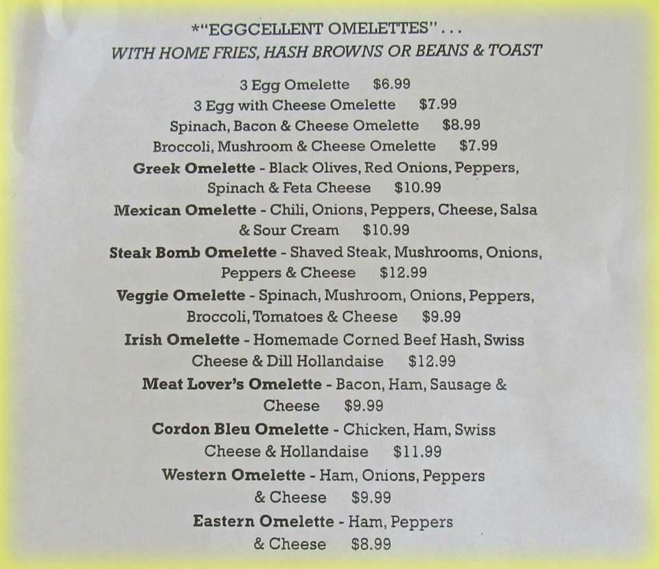 Menu at Hen House Cafe, Lebanon
