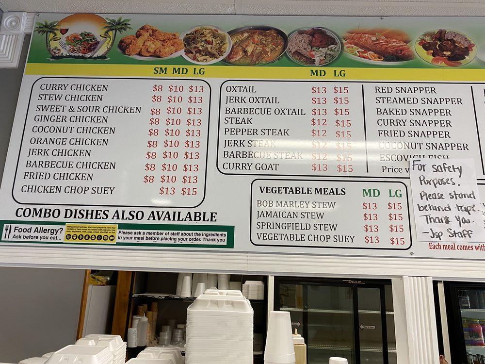 Carta de Jamaica Spice Paradise Restaurant, Springfield