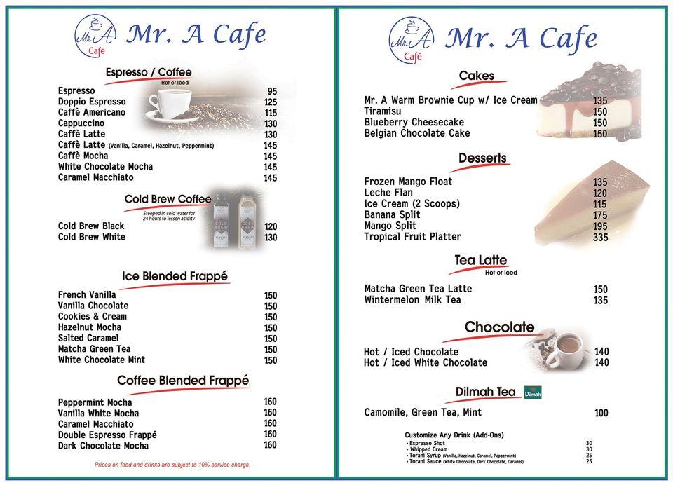 Menu at Mr. A Bar & Restaurant, Cebu City