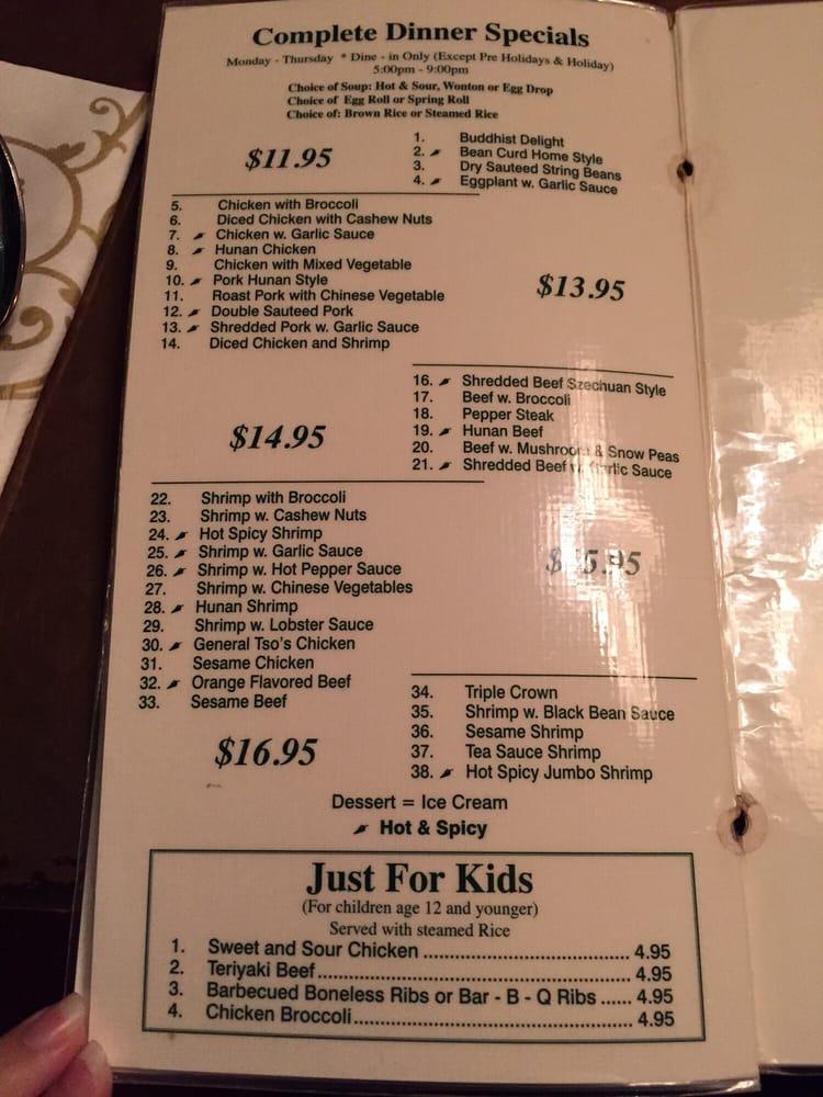 Menu at Mr. Chu restaurant, East Hanover