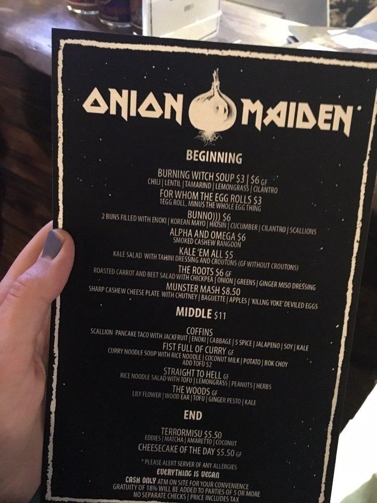 Menu at Onion Maiden restaurant, Pittsburgh