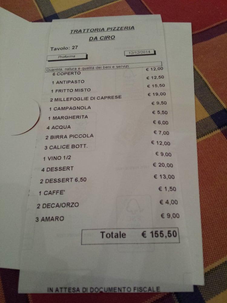 Menu da Pizzando Grigliando - da Ciro pizzeria, Milano