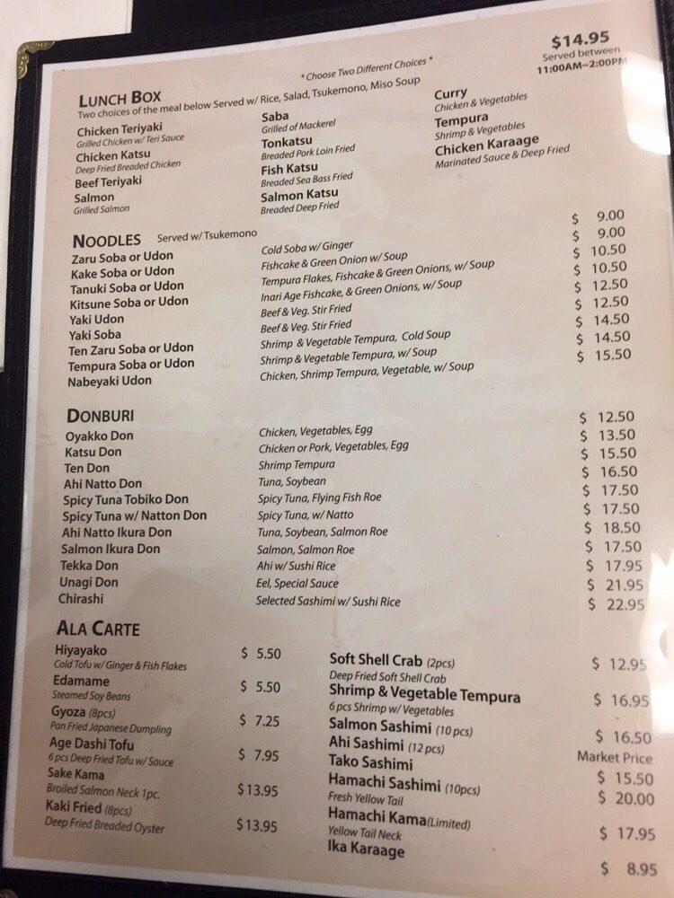 Menu at Restaurant Domo, Kaneohe