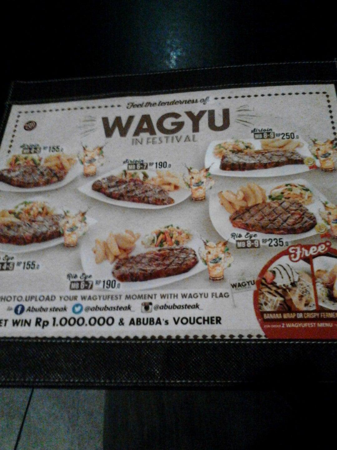 Menu at ABUBA Steak - Prabudimuntur BBQ, Bandung, Jl. Prabu Dimuntur No.12