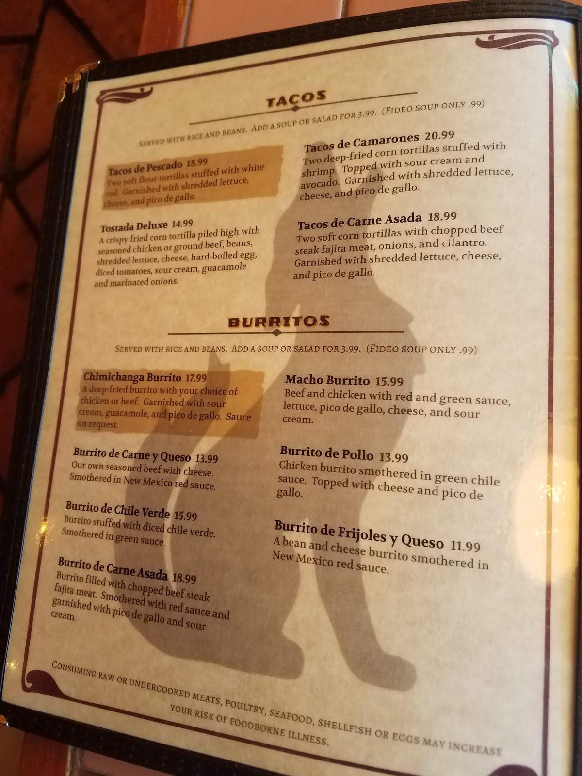 Menu at Coyote's Cafe & Cantina, Henderson