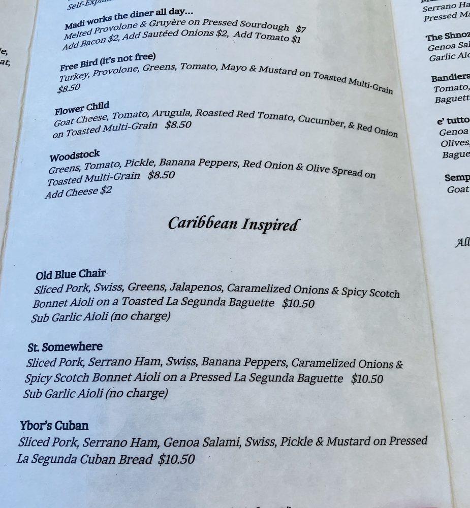 Menu at HopScotch Cafe, Dunedin