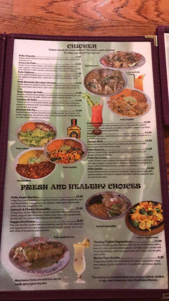 Menu at Mi Mexico Restaurant, Burlington