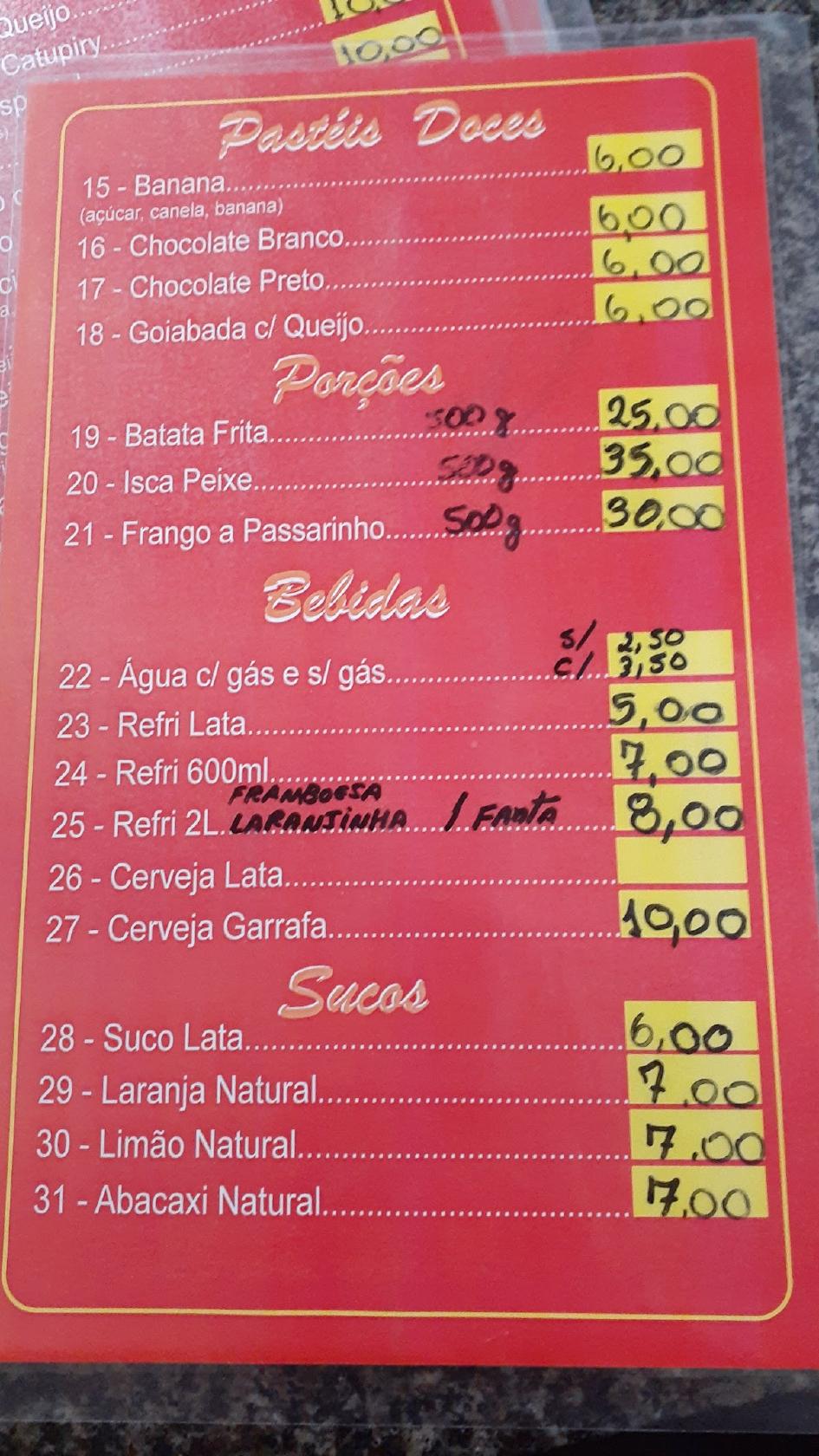 Menu at Pastelaria A Grande Família restaurant, Piçarras