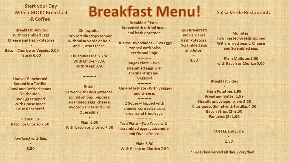 Salsa Verde Restaurant Tucson Menu at Rocio Wilds blog