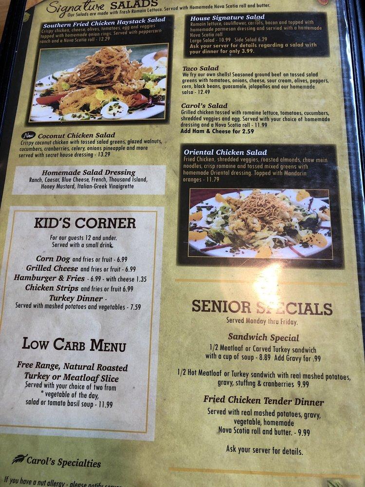 Menu at Carol's restaurant, Blaine, Aberdeen St NE