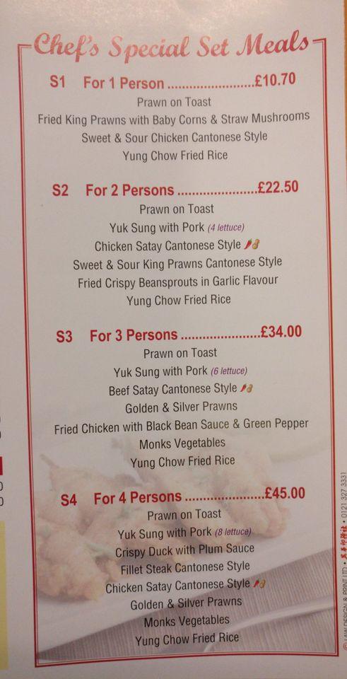 Menu at House of Mr Li fast food, Sutton Coldfield