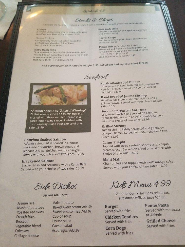 Menu at Latitude 43 pub & bar, Bay City