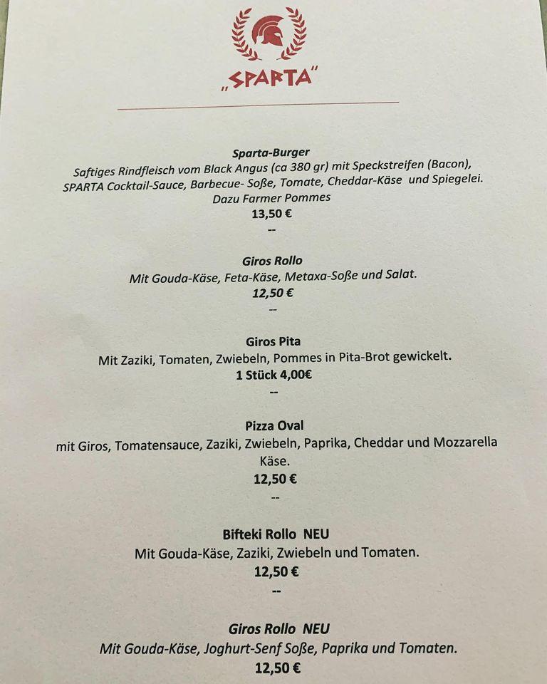 Speisekarte von Restaurant Sparta, Bremen, Hindenburgstraße 14 a