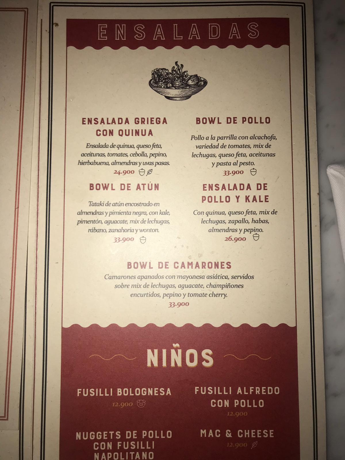 Carta del restaurante Semolina - Parque Colina, Bogotá, Cra. 58d #146-51