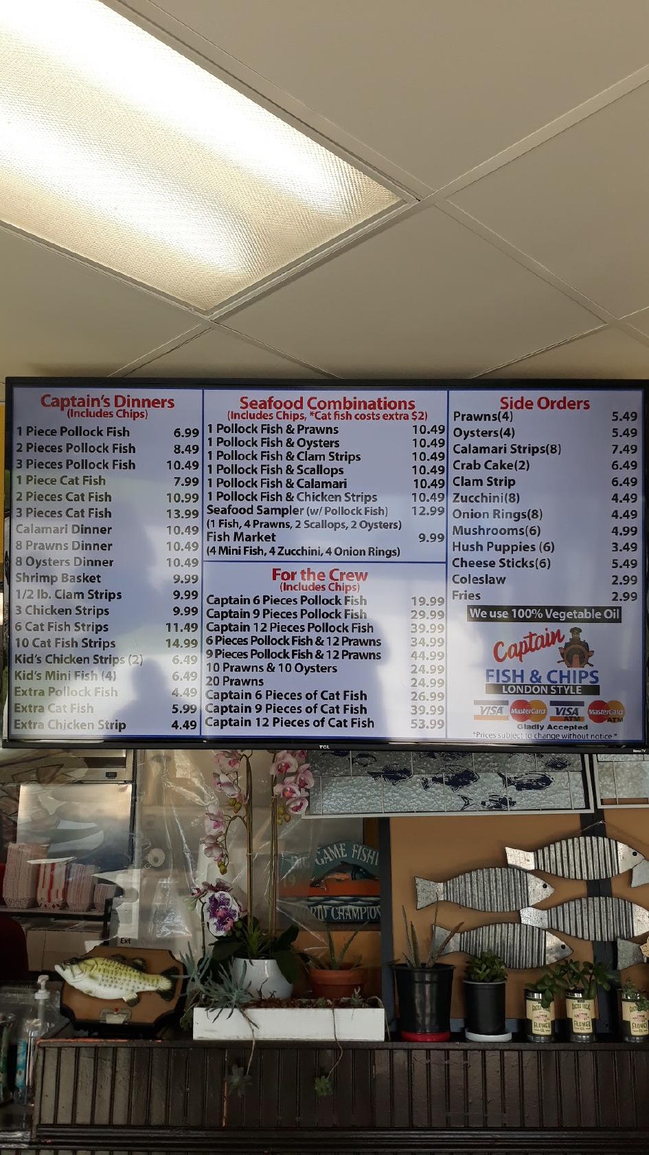 Menu at Captain Fish & Chips restaurant, Sacramento, Valley Hi Dr
