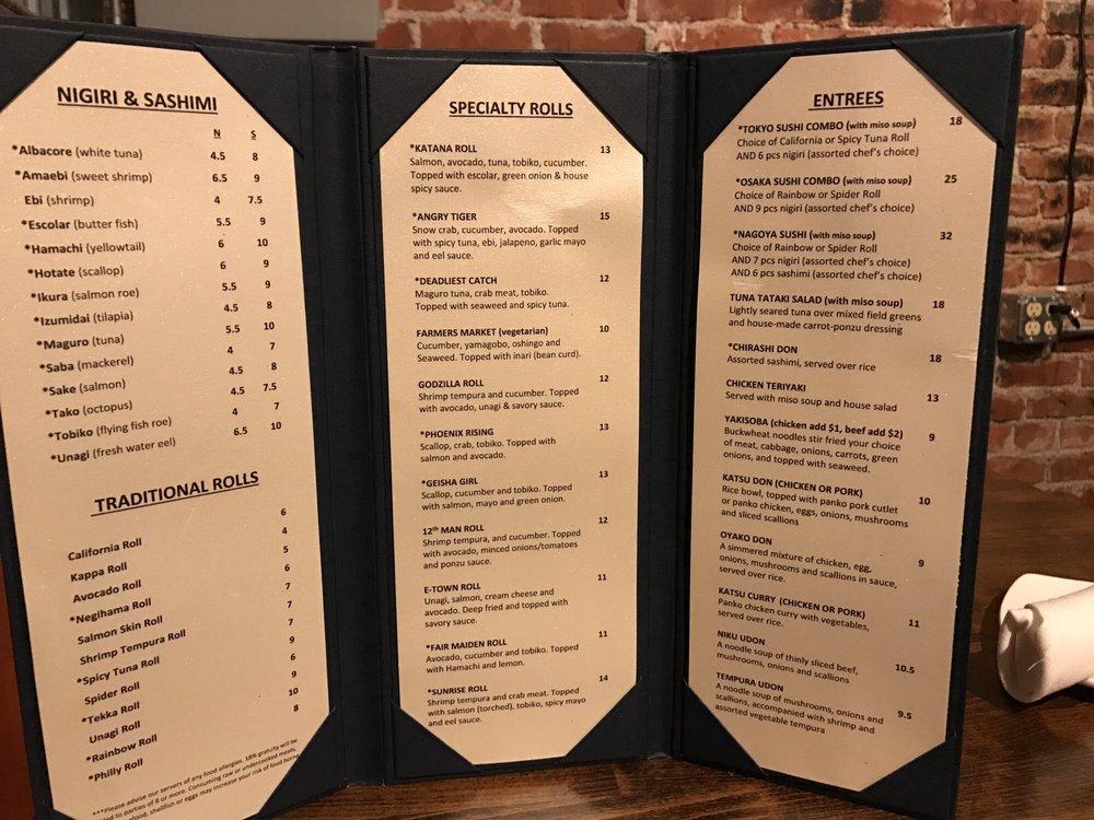 Carta del restaurante Katana Sushi, Everett