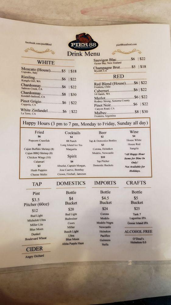 Menu at Pier 88 Boiling Seafood & Bar Independence, Independence