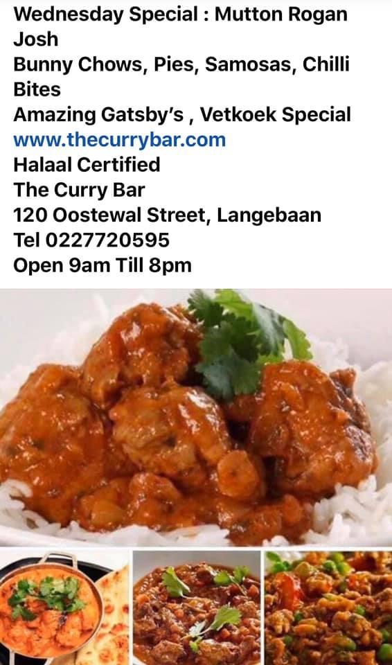 Menu at The Curry Bar in Langebaan, Langebaan