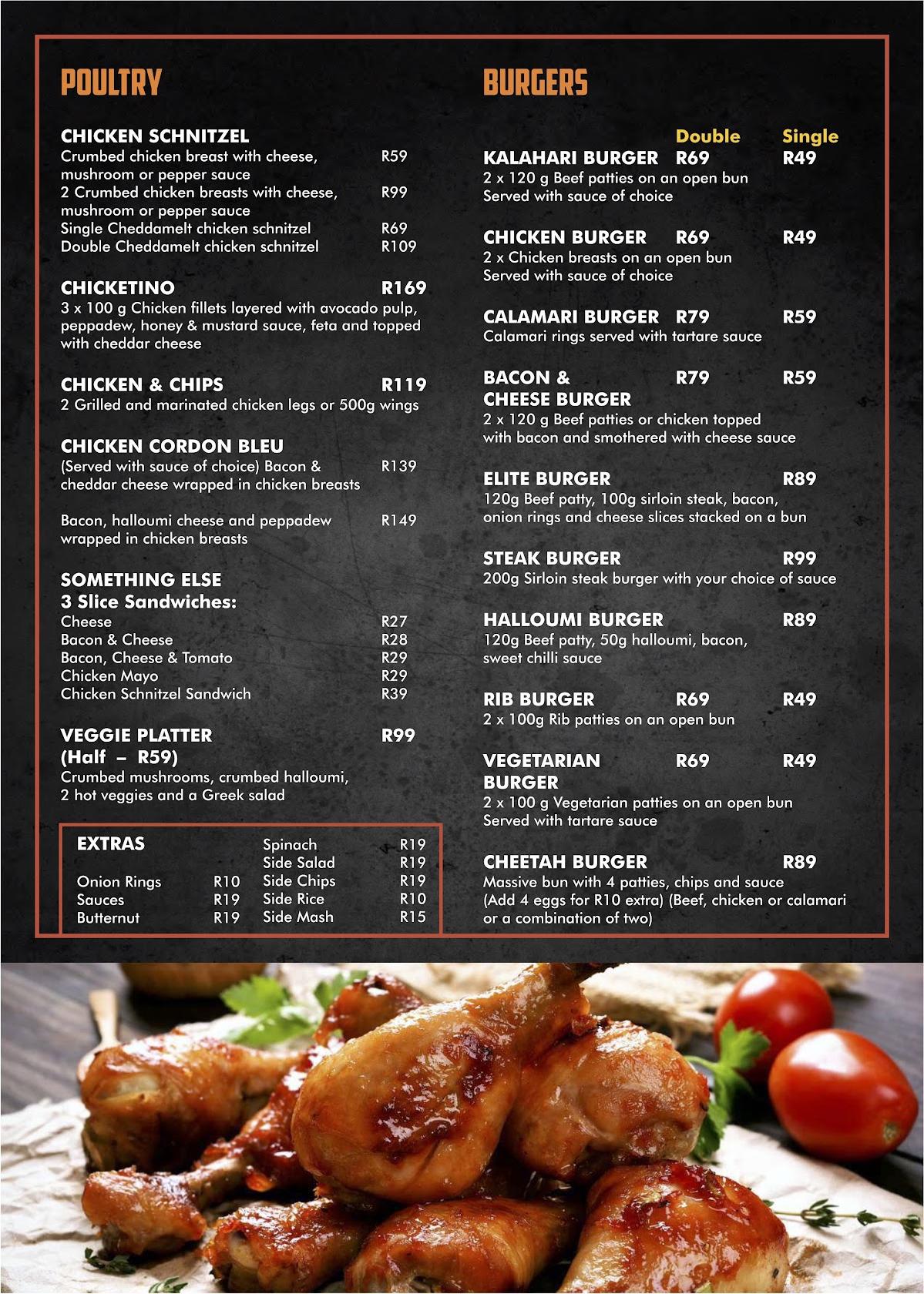 Carta del restaurante Kalahari@Towers, Bloemfontein